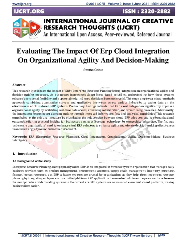 (PDF) Evaluating The Impact Of Erp Cloud Integration On Organizational Agility And Decision-Making