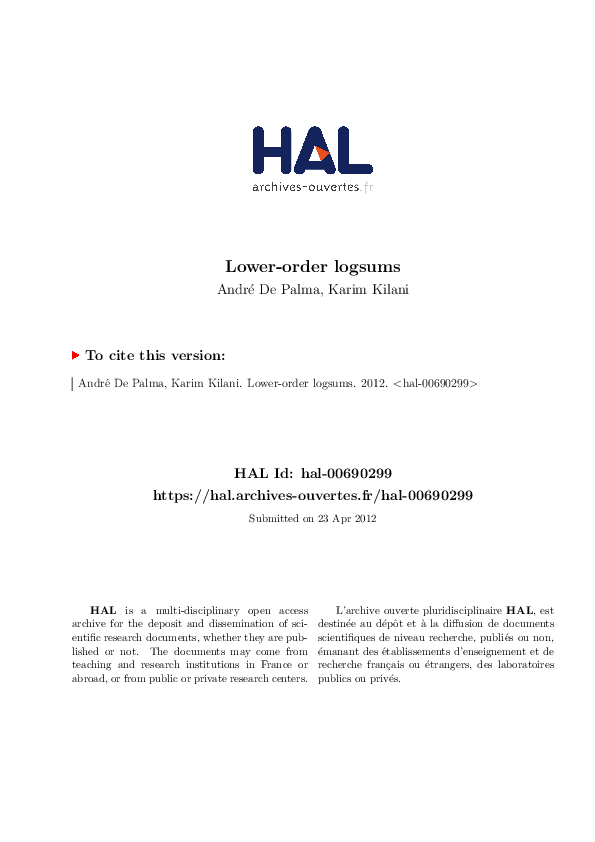 (PDF) Welfare Measure for Lower-order Choices
