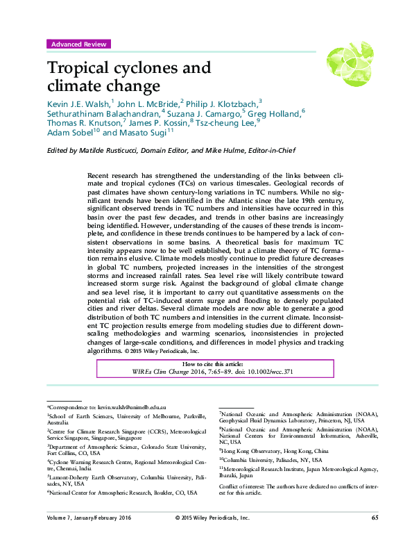 (PDF) Tropical cyclones and climate change