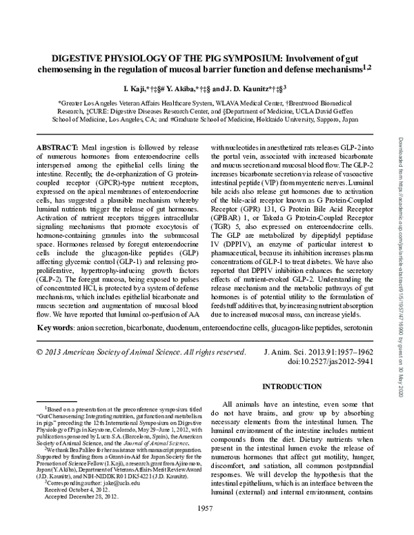 (PDF) DIGESTIVE PHYSIOLOGY OF THE PIG SYMPOSIUM: Involvement of gut ...