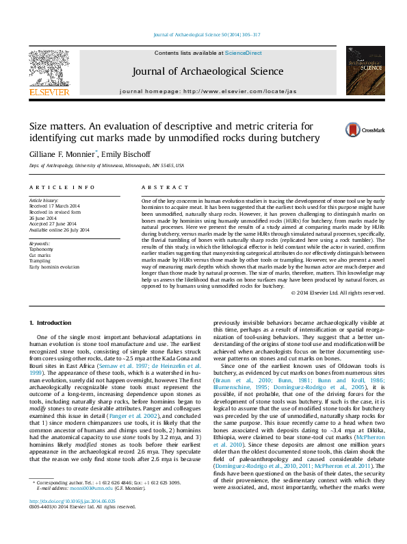 (PDF) Size matters. An evaluation of descriptive and metric criteria ...