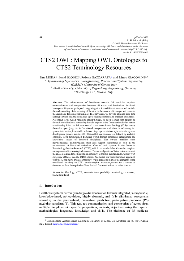 (PDF) CTS2 OWL: Mapping OWL Ontologies to CTS2 Terminology Resources