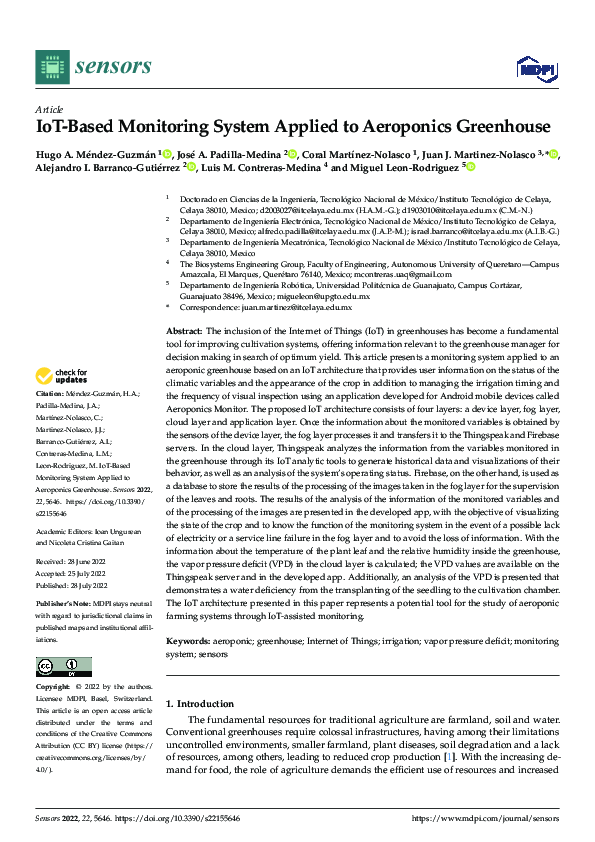 (PDF) IoT-Based Monitoring System Applied to Aeroponics Greenhouse