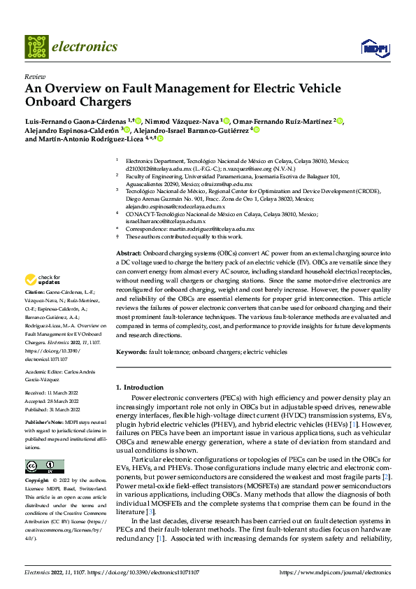 (PDF) An Overview on Fault Management for Electric Vehicle Onboard Chargers