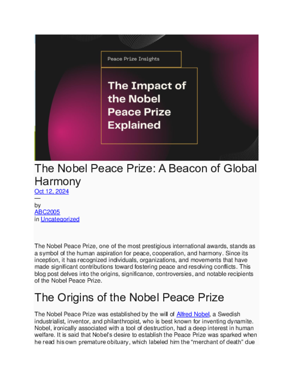 (PDF) The Nobel Peace Prize
