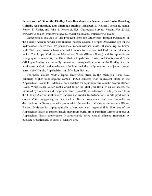 (PDF) Provenance of Oil on the Findlay Arch Based on Geochemistry and ...