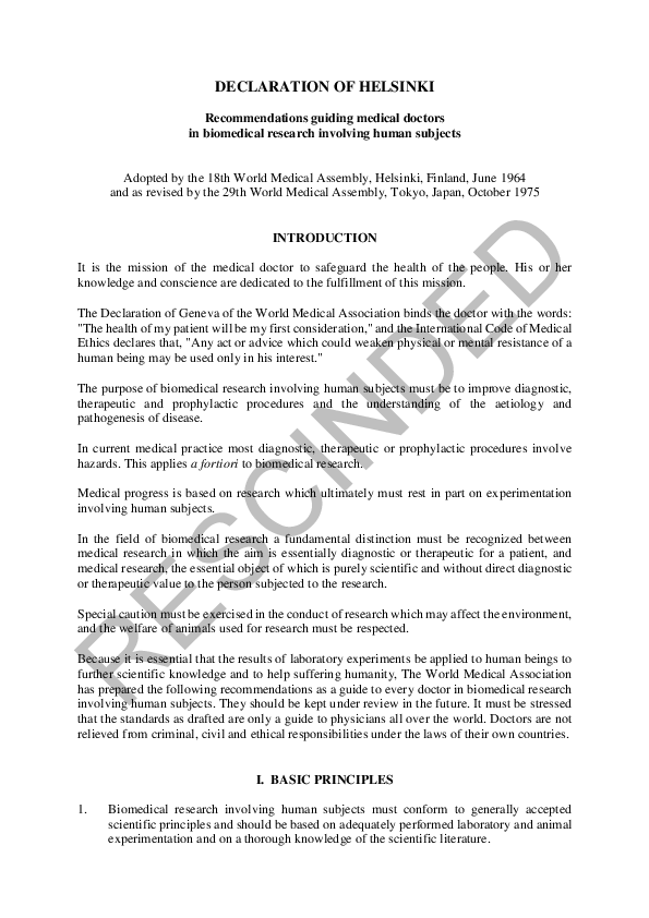 (PDF) Declaration of Helsinki