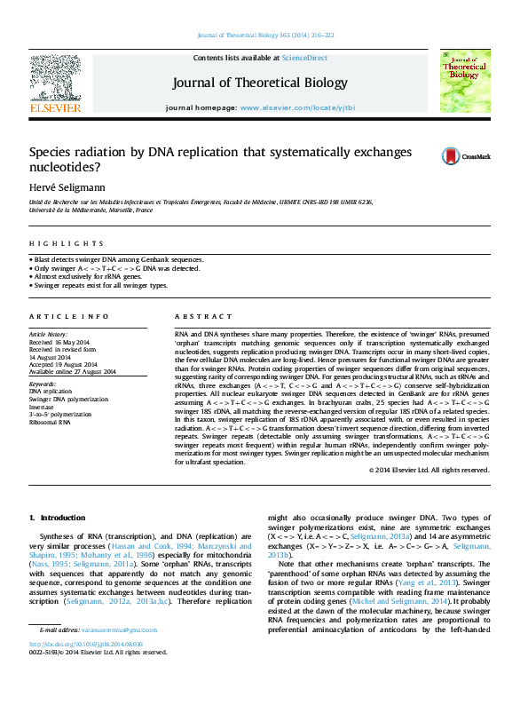 (PDF) Species radiation by DNA replication that systematically ...