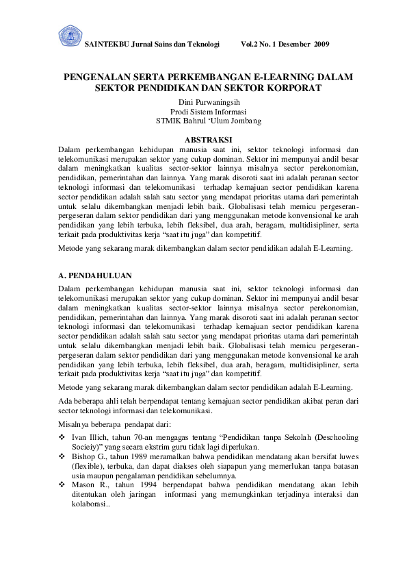 (PDF) Pengenalan Serta Perkembangan E-Learning Dalam Sektor Pendidikan Dan Sektor Korporat
