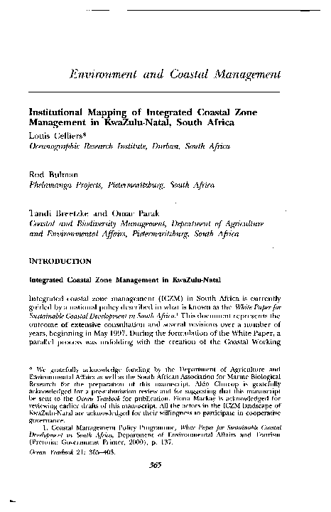 (PDF) Institutional Mapping of Integrated Coastal Zone Management in ...