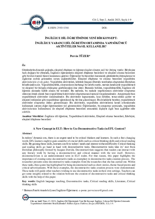 (PDF) Deconstructive tasks