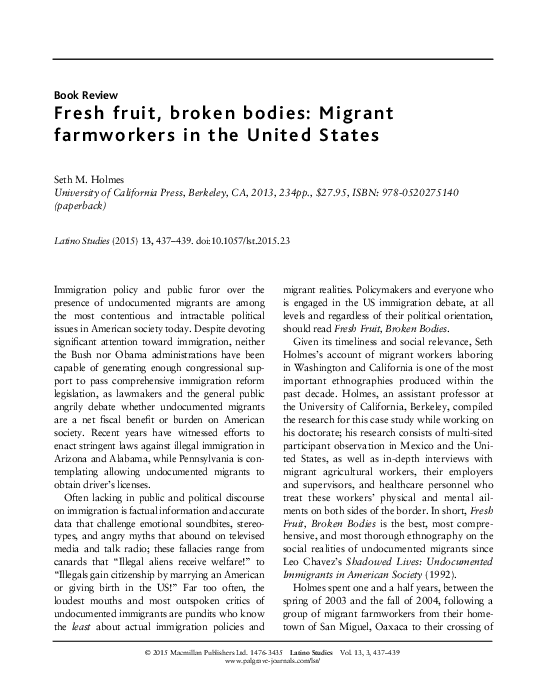 (PDF) Fresh Fruit, Broken Bodies: Migrant Farmworkers in the United ...