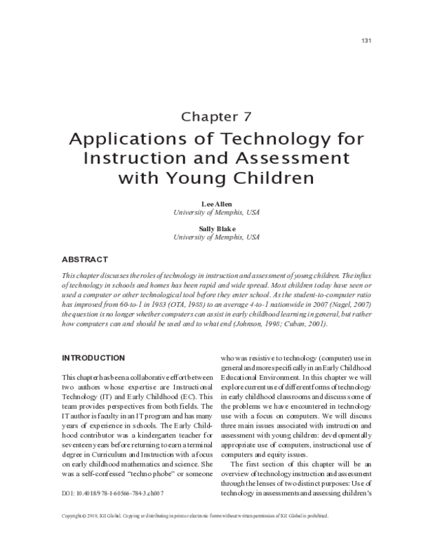 (PDF) Applications of Technology for Instruction and Assessment with ...