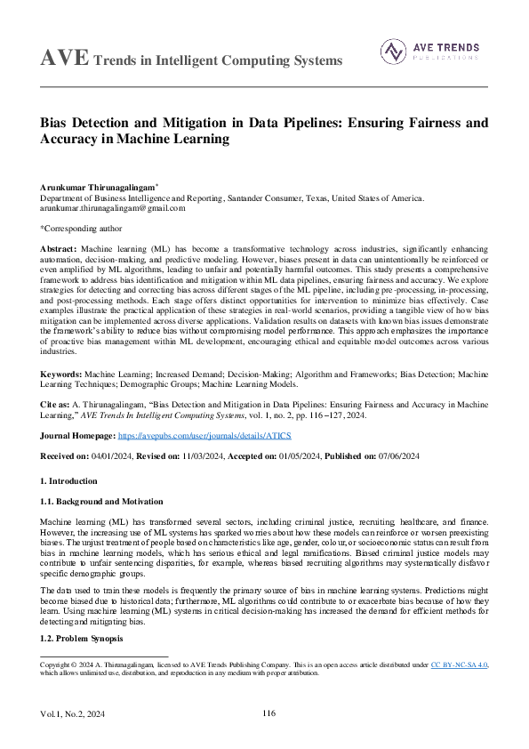 Pdf Bias Detection And Mitigation In Data Pipelines Ensuring Fairness