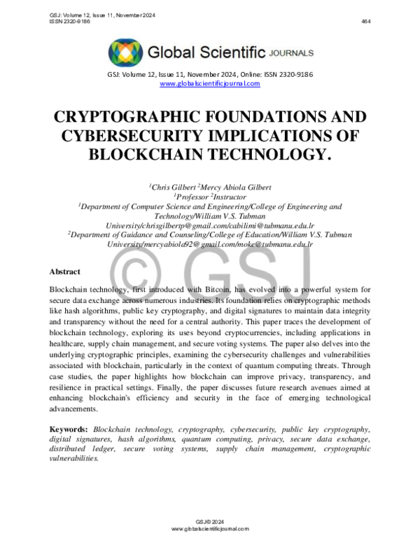 (PDF) CRYPTOGRAPHIC FOUNDATIONS AND CYBERSECURITY IMPLICATIONS OF ...