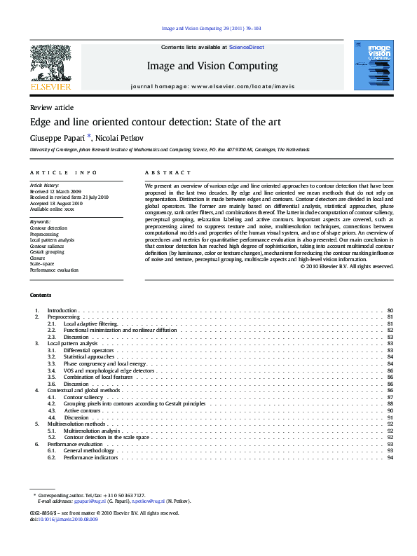 (PDF) Edge and line oriented contour detection: State of the art