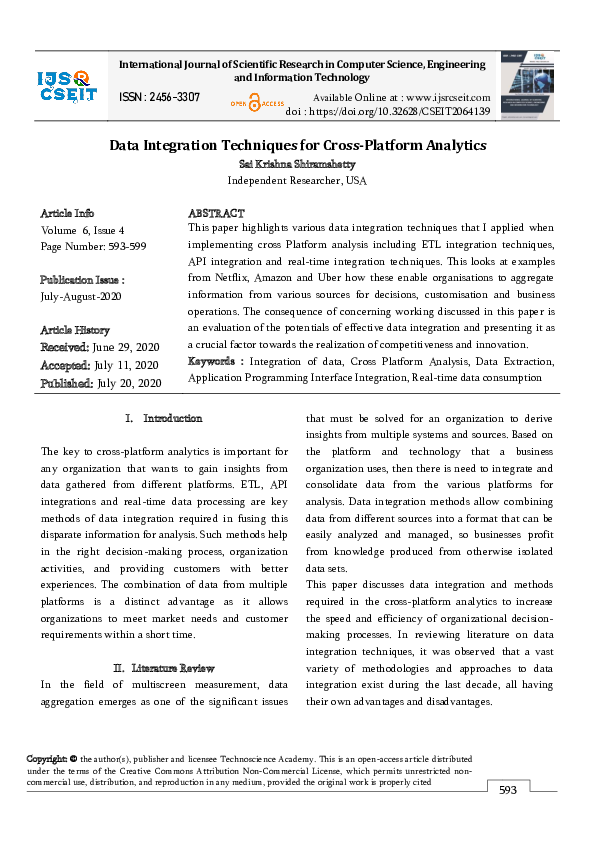 (PDF) Data Integration Techniques for Cross-Platform Analytics