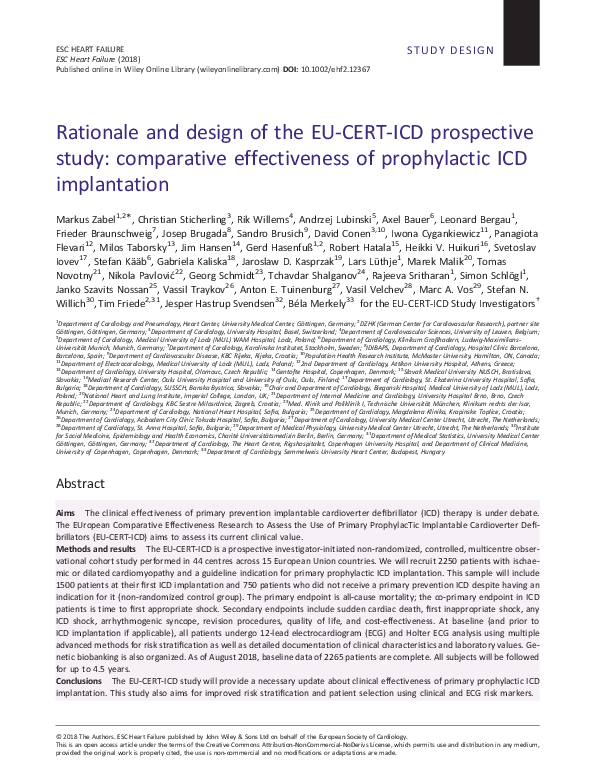 (PDF) Rationale and design of the EU-CERT-ICD prospective study ...