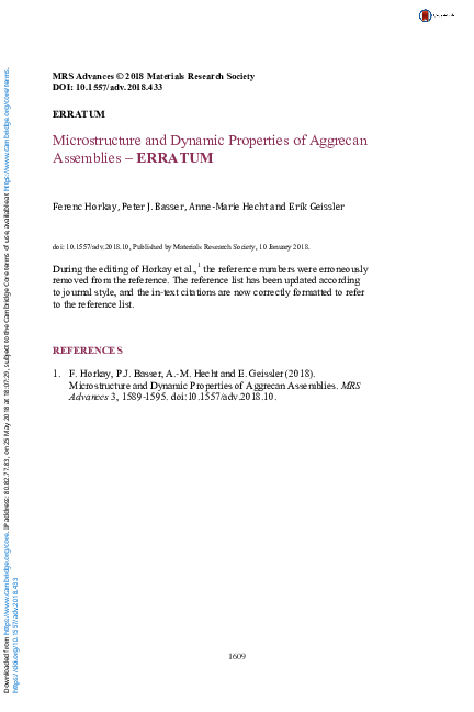(PDF) Microstructure and Dynamic Properties of Aggrecan Assemblies