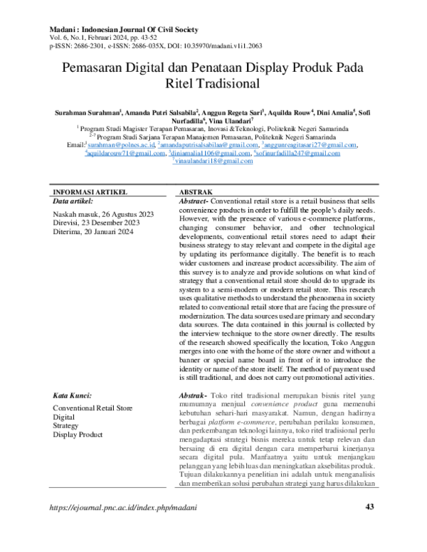 (PDF) Pemasaran Digital dan Penataan Display Produk Pada Ritel Tradisional