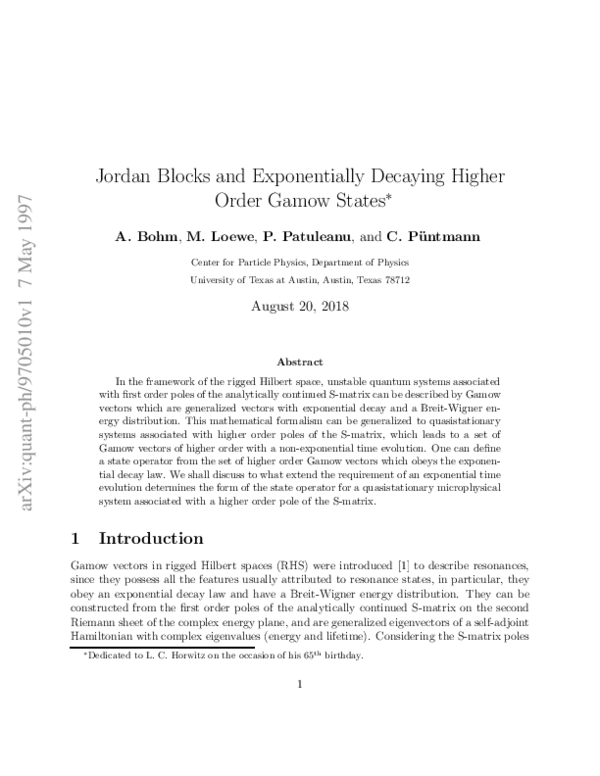 (PDF) Jordan blocks and exponentially decaying higher-order Gamow ...