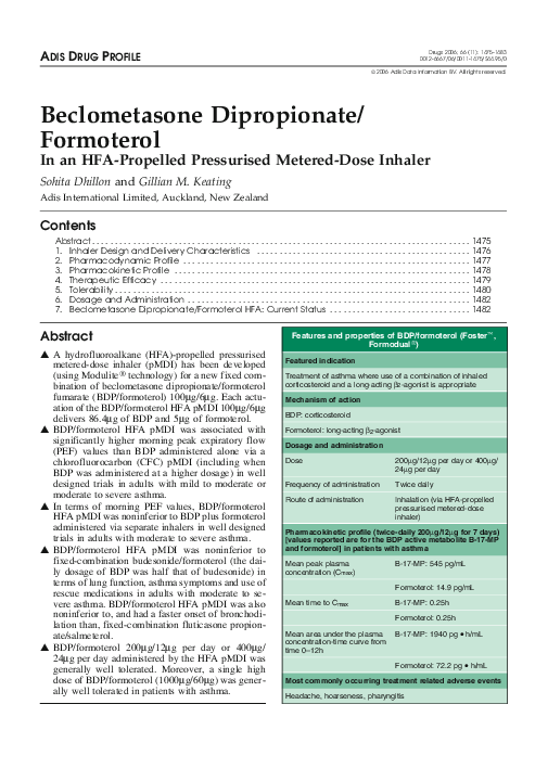 (PDF) Beclometasone Dipropionate/Formoterol