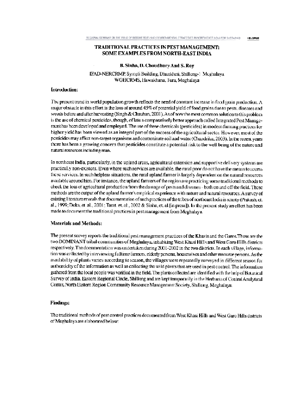 (PDF) Traditional Practices in Pest Management: Some Examples from ...