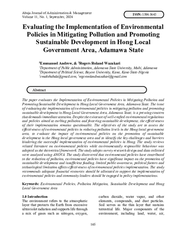 (PDF) Evaluating the Implementation of Environmental Policies in ...