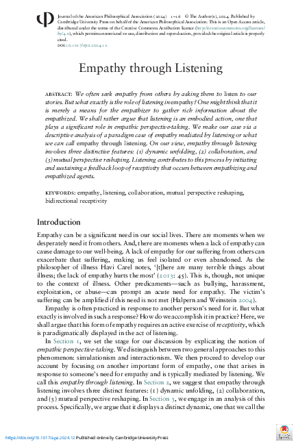 (PDF) Empathy through Listening