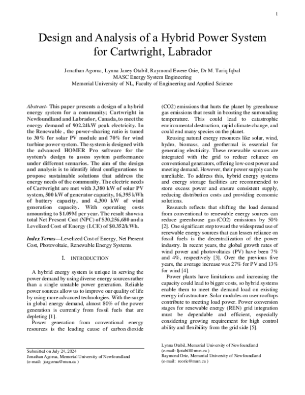 (PDF) Design and Analysis of a Hybrid Power System for Cartwright