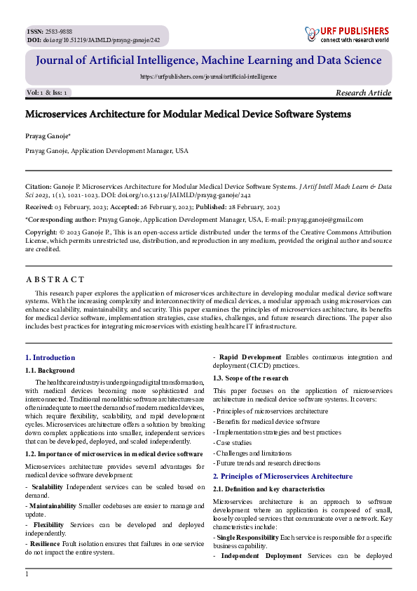 (PDF) Microservices architecture for modular medical device software systems