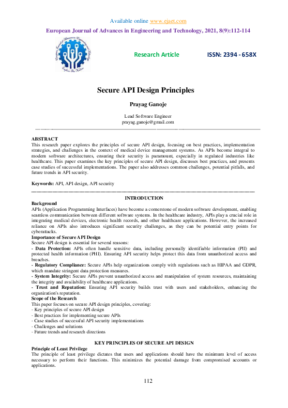 (PDF) Secure API design principles