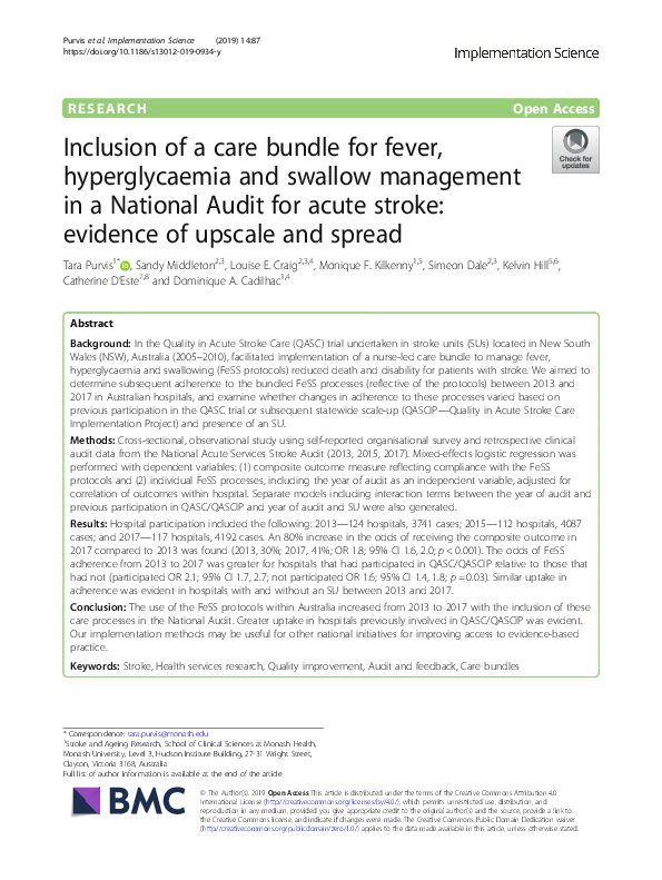 (PDF) Inclusion of a care bundle for fever, hyperglycaemia and swallow ...
