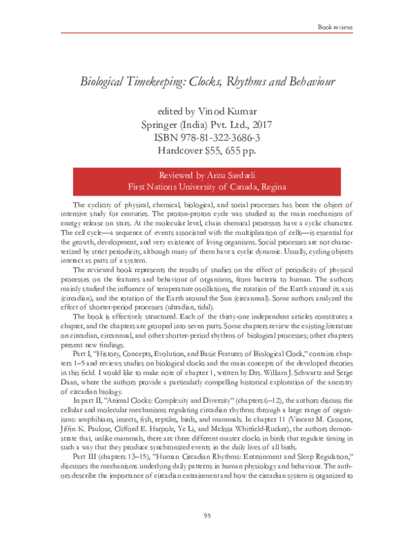 (PDF) Biological Timekeeping: Clocks, Rhythms and Behaviour