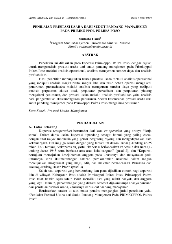(PDF) Penilaian Prestasi Usaha Dari Sudut Pandang Manajemen Pada ...