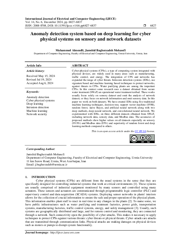 (PDF) Anomaly detection system based on deep learning for cyber physical systems on sensory and ...