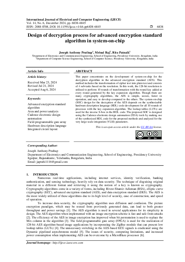 (PDF) AES Decryption Process for System-on-Chip Design