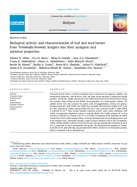 (PDF) Biological activity and characterization of leaf and seed lectins ...