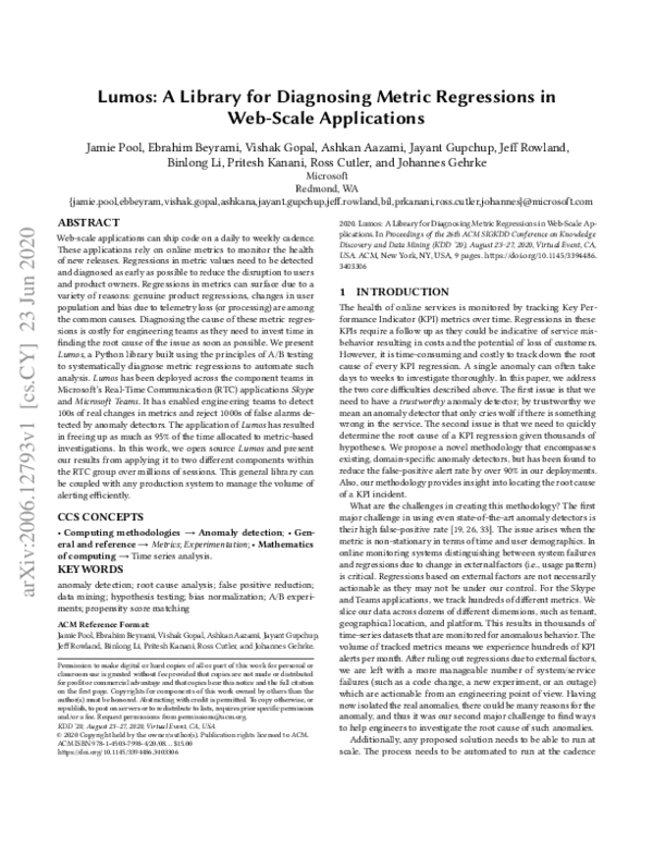 (PDF) Lumos: A Library for Diagnosing Metric Regressions in Web-Scale ...