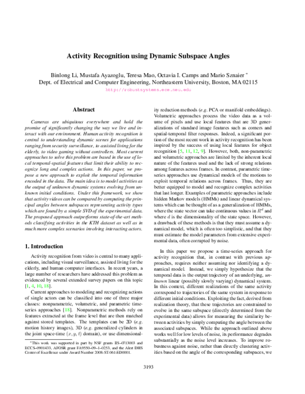 (PDF) Activity recognition using dynamic subspace angles | Binlong Li - Academia.edu