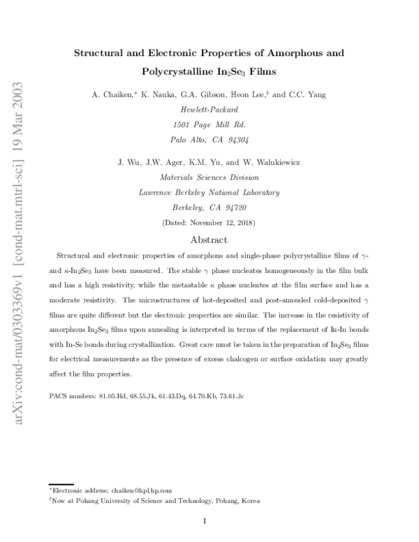 (PDF) Structural and electronic properties of amorphous and ...