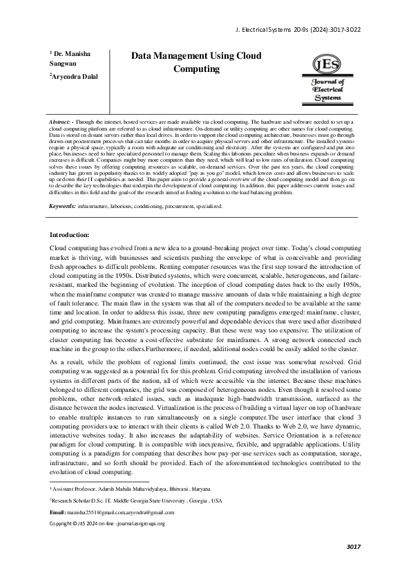 (PDF) Data Management Using Cloud Computing