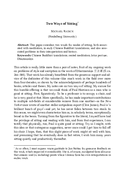 (PDF) Radich, Michael. "Two Ways of Sitting." In ...