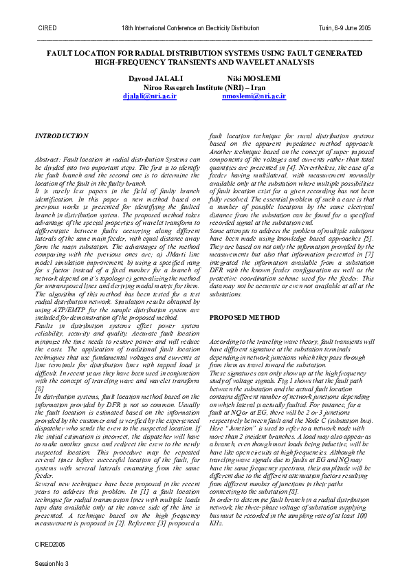 (PDF) Fault location for radial distribution systems using fault ...