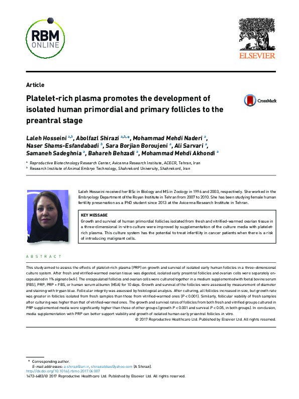 (PDF) Platelet-rich plasma promotes the development of isolated human ...