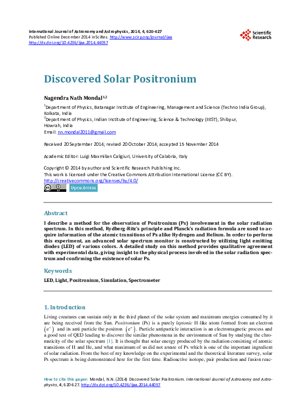 (PDF) Discovered Solar Positronium