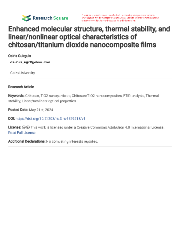 (PDF) Enhanced molecular structure, thermal stability, and linear ...