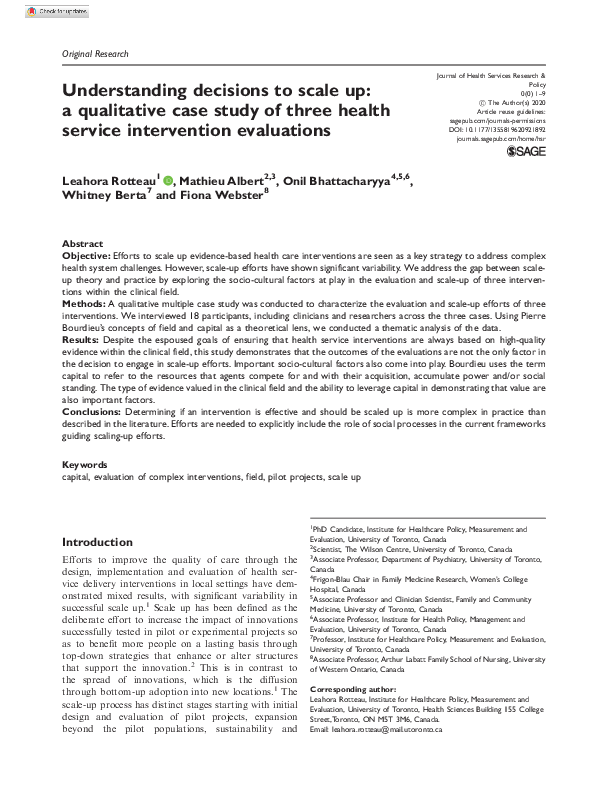 (PDF) Understanding decisions to scale up: a qualitative case study of ...