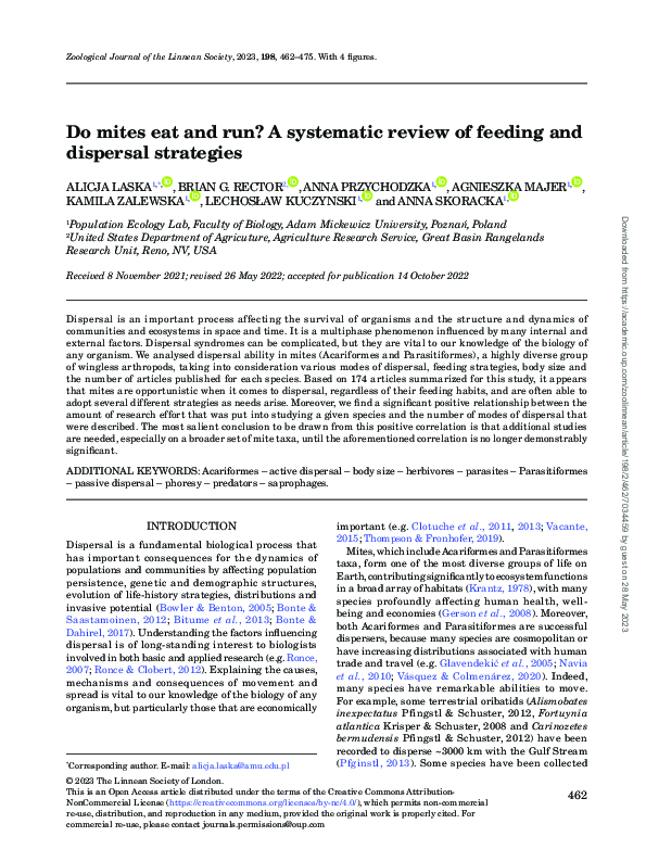 (PDF) Do mites eat and run? A systematic review of feeding and ...