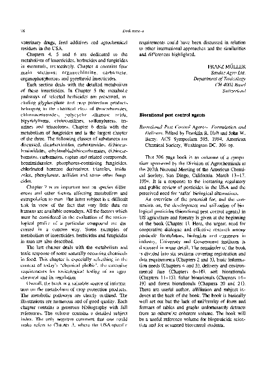 (PDF) Biorational pest control agents—Formulation and delivery